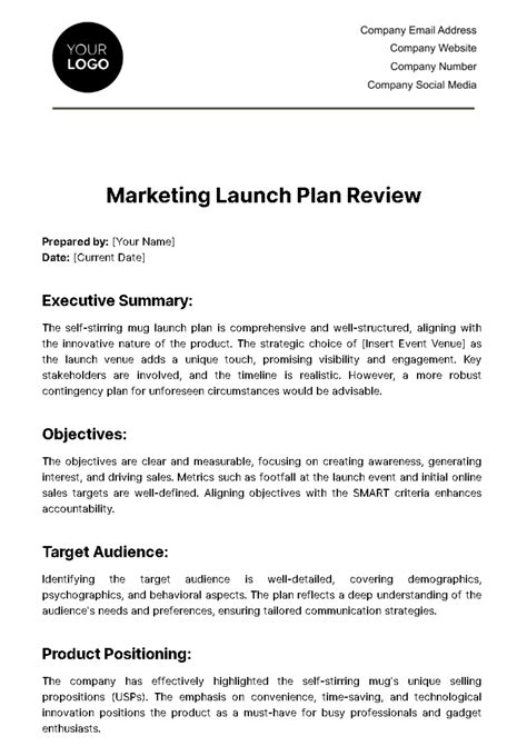 Free Launch Plan Templates Editable And Printable