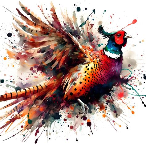 Watercolor Pheasant Clipart Bundle Rustic Bird  Files Digital
