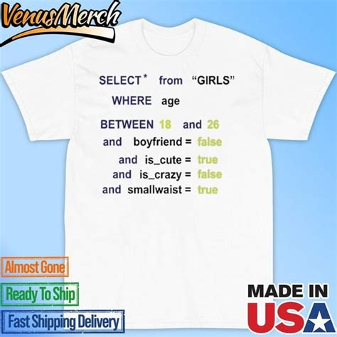 White Official Funny Sql Enthusiasts Programmers Select From Girls Query Shirt