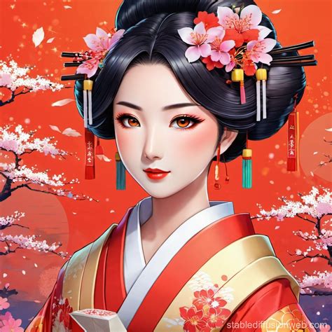 Japanese Maiko Portrait Stable Diffusion Online