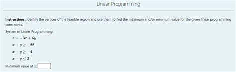 Solved Instructions Identify The Vertices Of The Feasible