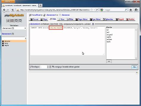 Php Mysql 10 Mysqlin Temelleri 03 Insert Youtube