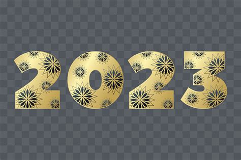 2023 새해 금색과 검은 색 아이콘과 별 투명한 배경에 격리된 벡터 인사말 기호입니다 축하 축하 장식 겨울 휴가를위한 황금 기호 0명에 대한 스톡 벡터 아트 및 기타