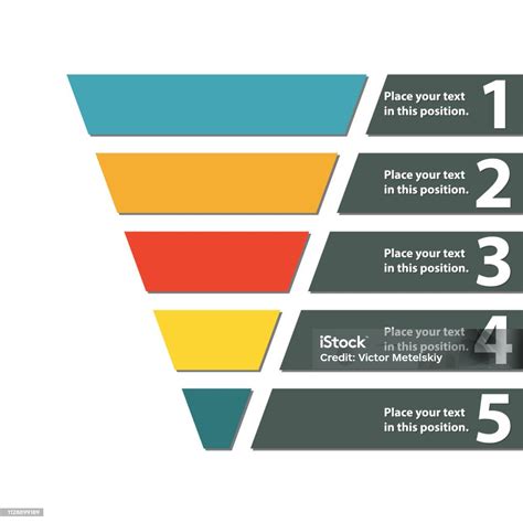 깔때기 기호입니다 Infographic 또는 웹 디자인 요소입니다 마케팅 변환 또는 판매를 위한 템플릿입니다 화려한 벡터