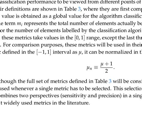 classification performance metrics download table