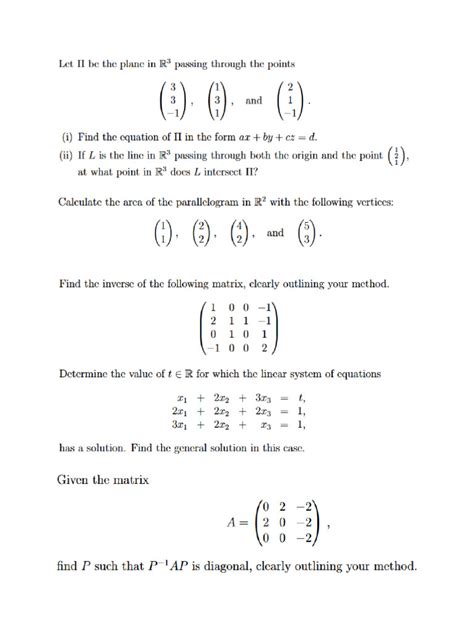 Assignment Linear Algebra Pdf