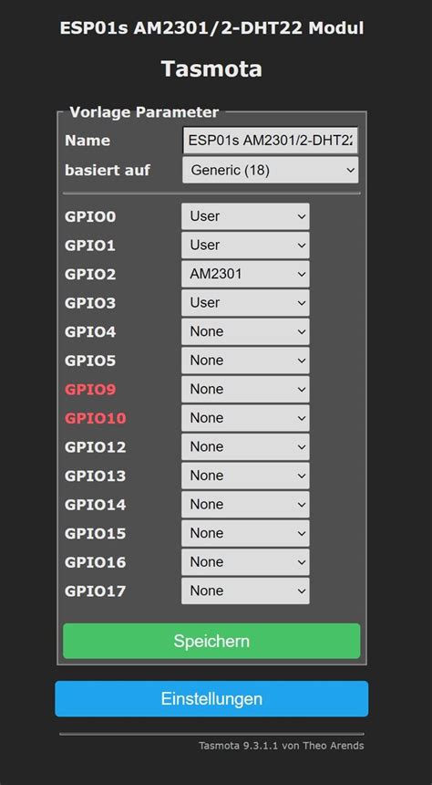 Tasmota 9311 In Verbindung Mit Einem Esp8266 Esp 01s Wifi Dht11 Dht22 Am2302 Temperatur