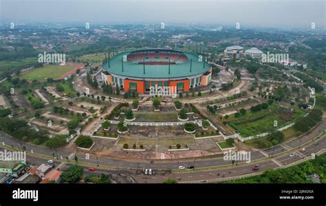 Aerial View Of The Beautiful Scenery Of Pakansari Stadium With Bogor