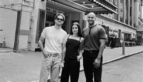 Lea Michele Her Chess Leading Men Visit Their Broadway Home For First Time Together Aaron