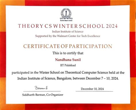 Nandhana Sunil On Linkedin Tcs Iisc Winterschool Learningjourney Networking