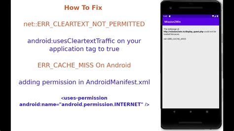 How To Fix Net ERR CLEARTEXT NOT PERMITTED And ERR CACHE MISS On Android YouTube