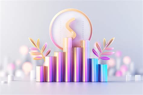 Vibrant And Colorful Financial Growth Bar Graph Showcasing A Gold Coin