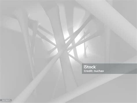 태양 빛과 미래 건축 구조 개요는 흰색 부드러운 디자인 공간 바닥과 벽에 그림자 3 차원 렌더링 0명에 대한 스톡 사진 및 기타 이미지 Istock