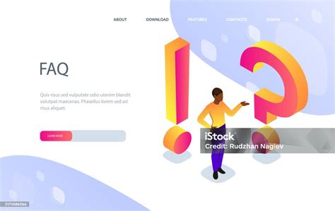 Faq가 있는 남자 거대한 물음표와 느낌표 근처의 젊은 남자 정보 및 지식 자주 묻는 질문에 대한 답변입니다 랜딩 웹페이지 디자인 아이소 메트릭 벡터 일러스트 레이 션 고객