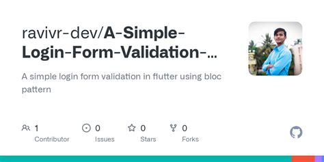 Github Ravivr Dev A Simple Login Form Validation In Flutter Using Bloc A Simple Login Form