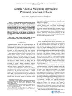 Simple Additive Weighting Approach To Personnel Simple Additive Weighting Approach To