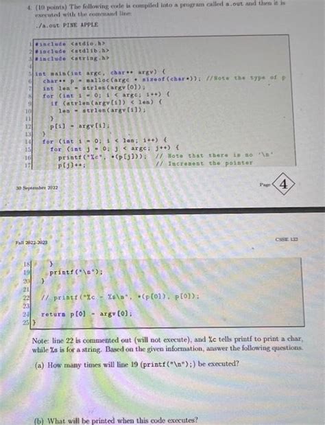 Solved 4. (10 points) The following conle is compifed into a | Chegg.com