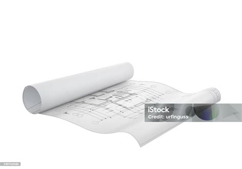 반쯤 펼쳐진 흰 종이 한 장에 평면도가 그려져 있었다 벡터 일러스트 레이 션 3차원 형태에 대한 스톡 벡터 아트 및 기타 이미지 3차원 형태 건설 산업 건설업자