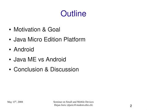 Java Micro Edition Platform And Android Seminar On Small And Mobile