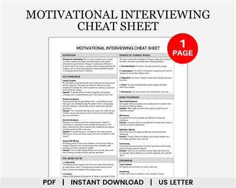 Motivational Interviewing Cheat Sheet Motivational Therapy Mi Therapy Motivational