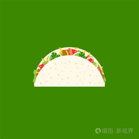 牛肉 Taco 图标 墨西哥菜 平面设计矢量插画 正版商用图片020vlo 摄图新视界