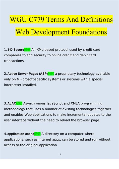 WGU C Web Development Foundations STUDY BUNDLE COMPLETE PACKAGE Verified Answers
