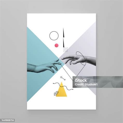 두 손이 서로를 향해 뻗어 있습니다 예술 구성 투명도 기하학적 배경입니다 프리젠 테이션 포스터 표지 또는 브로셔를위한 표지