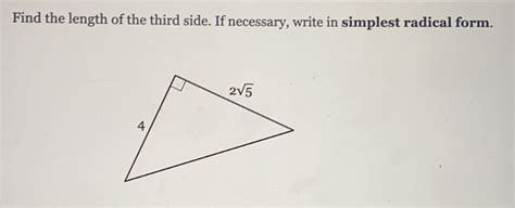 Solved Find The Length Of The Third Side If Necessary Write In