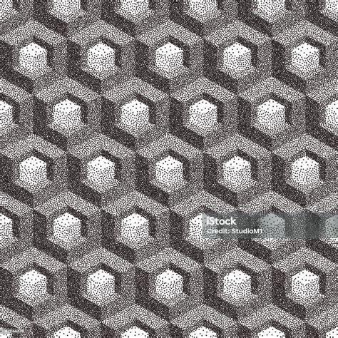 벌집 배경입니다 3 차원 모자이크입니다 흑인과 백인 낟 알 디자인입니다 다 패턴입니다 화상 자국 효과입니다 벡터 일러스트입니다 바둑판에 대한 스톡 벡터 아트 및 기타 이미지