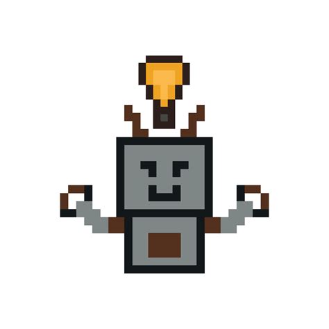 cute pixel cartoon robot ai 8bit character game robot or ai for education machine learning chat