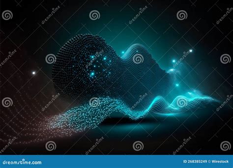 Illustration Of Motion Waving Dots Texture With Glowing Particles Abstract Background Stock