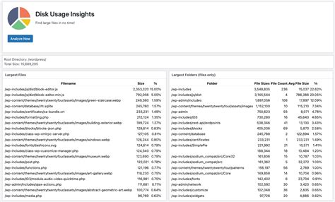 disk usage insights wordpress plugin