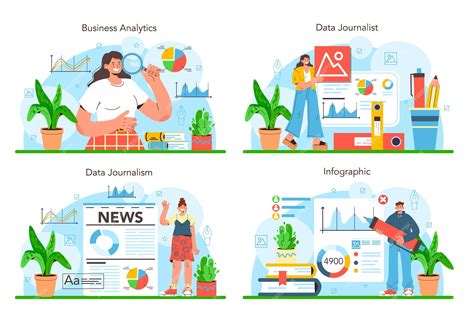Premium Vector Data Journalism Or Data Driven Journalism Concept Set