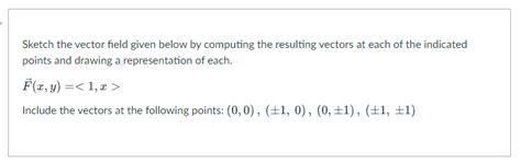 Solved Sketch The Vector Field Given Below By Computing The