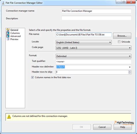 SSIS Package For Conversion Of Flat File To SQL Server