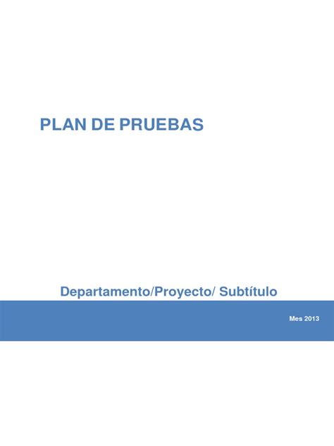 Plantilla Plan de Pruebas | Descargar gratis PDF | Software | Diseño