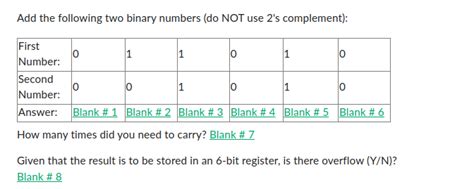solved add the following two binary numbers do not use 2 s