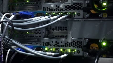 Working Ethernet Switch In Data Center Room Connecting Computers Together Working Ethernet