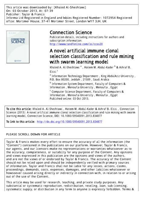 pdf a novel artificial immune clonal selection classification and