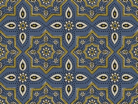 483 Ajrakh Pattern Block Print Pattern Batik Print Ikat Background Digital Printing Textile