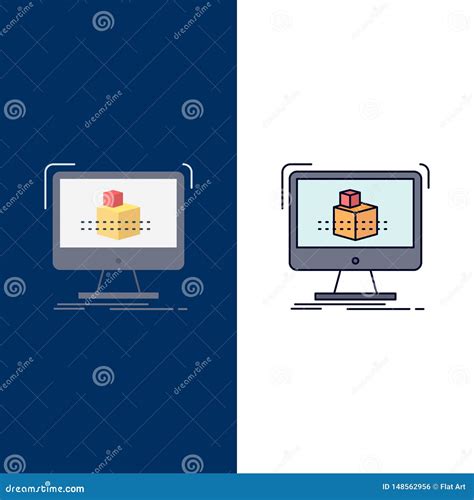 3d Cube Dimensional Modelling Sketch Flat Color Icon Vector Stock