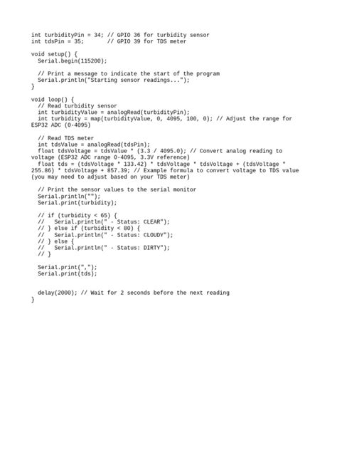 Ardino Code With Tds Turbidity Pdf