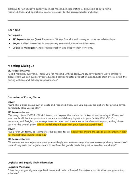 241229 6회차 Price Sk Key Foundry Bm Pdf Logistics Business