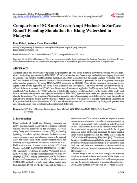 Compar Scs And Green Ampt Model Pdf Drainage Basin Surface Runoff