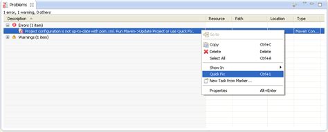 Eclipse Blue Maven Project Configuration Is Not Up To Date With Pom
