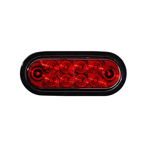 Led 6” Oval Stopturntail Light Dark Red Lens 10 Leds Grommet