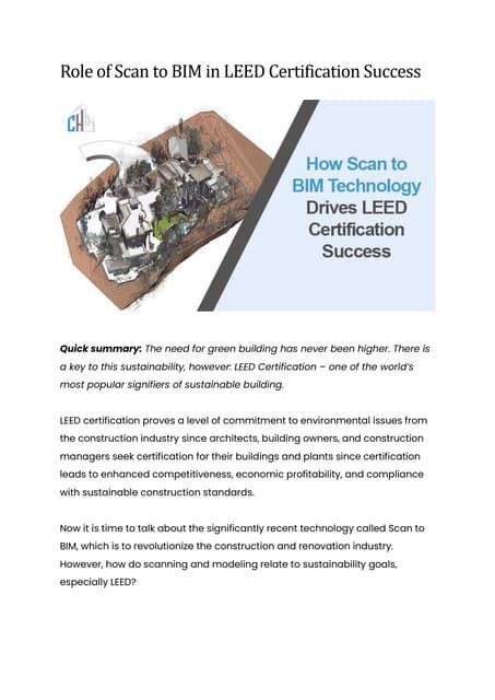Role Of Scan To Bim In Leed Certification Success Pdf