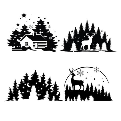 Premium Vector Set Of Winter Season Svg Clipart Christmas Silhouette