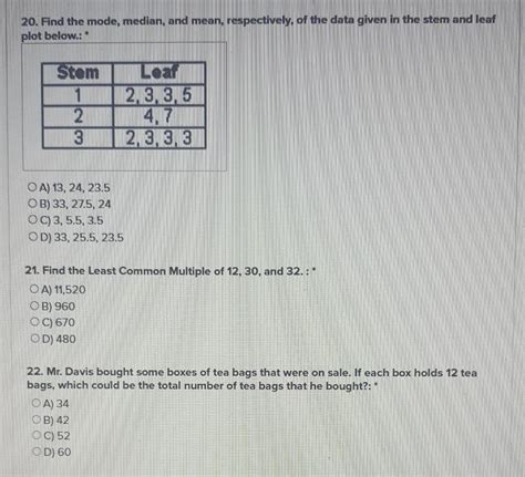 Solved Find The Mode Median And Mean Respectively Of Chegg Com