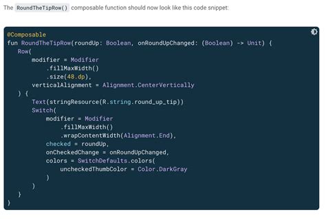 Inconsistent Documentation On Calculate A Custom Tip Android Basics With Compose Issue